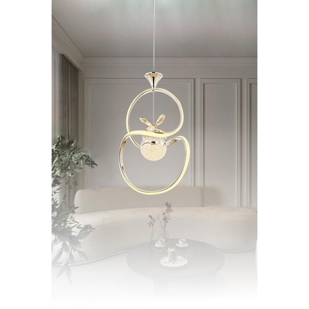 Eray Aydınlatma 1921-1 Gold Kristal Taşlı Led Avize