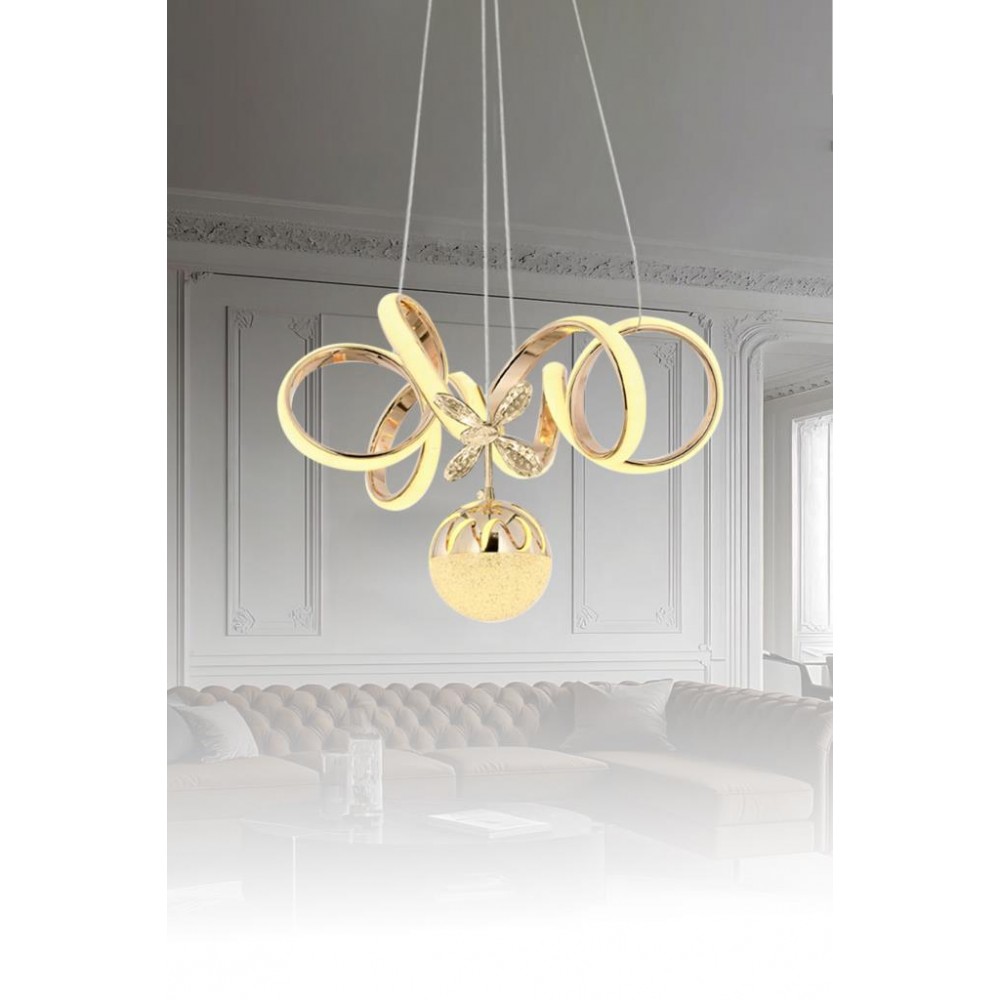 Eray Aydınlatma 9168-1 Gold Kristal Taşlı Led Avize